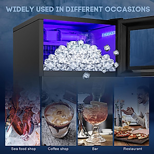 Upgraded Commercial Ice Maker 130LBS/24H with 35LBS Storage Bin, 15" Wide Frosted Black Undercounter/Freestanding Ice Maker Machine for Home Bar Outdoor, 45PCS Ice Cubes Ice Machine, Self Cleaning