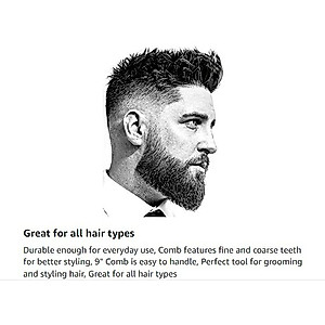 Luxxii 6 Pack - 9" Large Black Dressing Comb Barber Comb SET - Styling Essentials Coarse/Fine