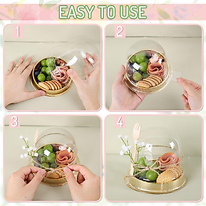 Whaline 50 Sets Disposable Individual Charcuterie Cup Set Clear Plastic Cupcake Container with Mini Wooden Spork Rope for Dessert Display Charcuterie Grazing Table Catered Event Wedding