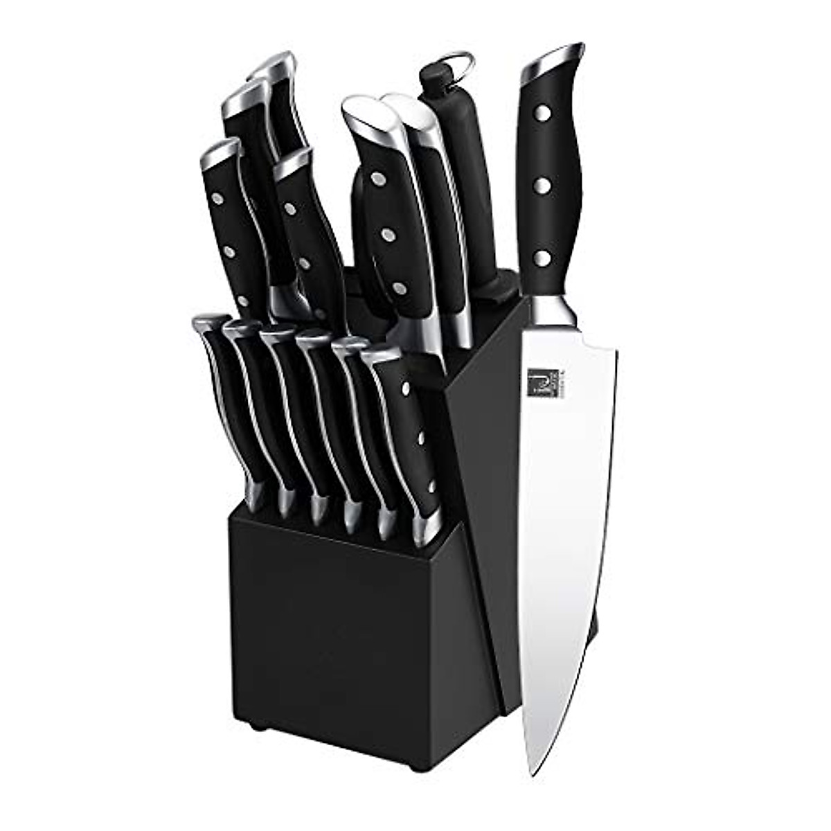J&J Pop Series 16-Piece Kitchen Knives, Stainless Steel Chef's Knife Set with Wooden Block…