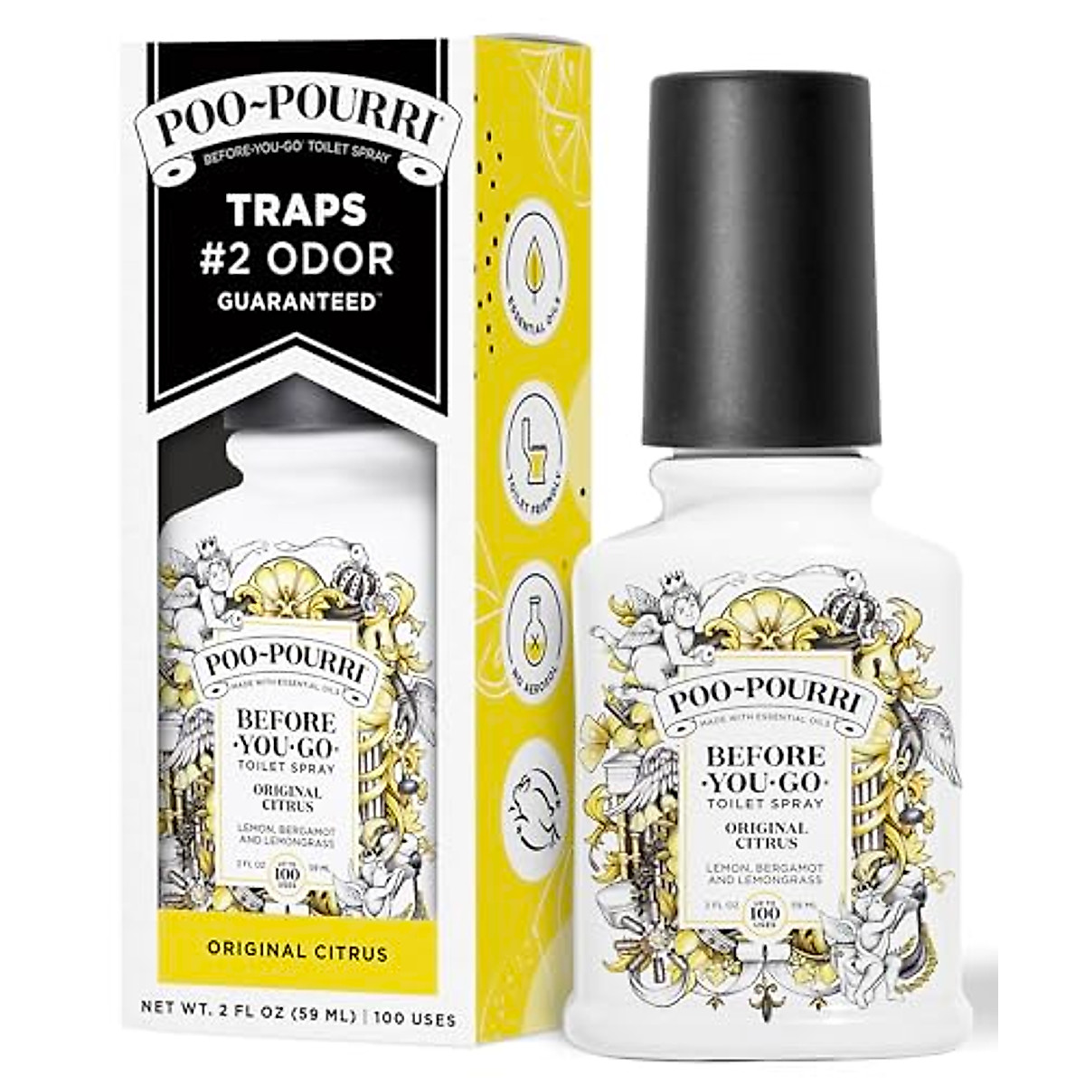 Poo-Pourri Before-You-Go Toilet Spray, Original Citrus, 2 Fl Oz - Lemon, Bergamot and Lemongrass