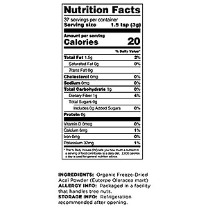 Terrasoul Superfoods Organic Acai Berry Powder, 4 Oz, Freeze-Dried for Freshness, Omega Fats Boost for Smoothie Bowls, and Antioxidant-Packed Superfoods Recipes