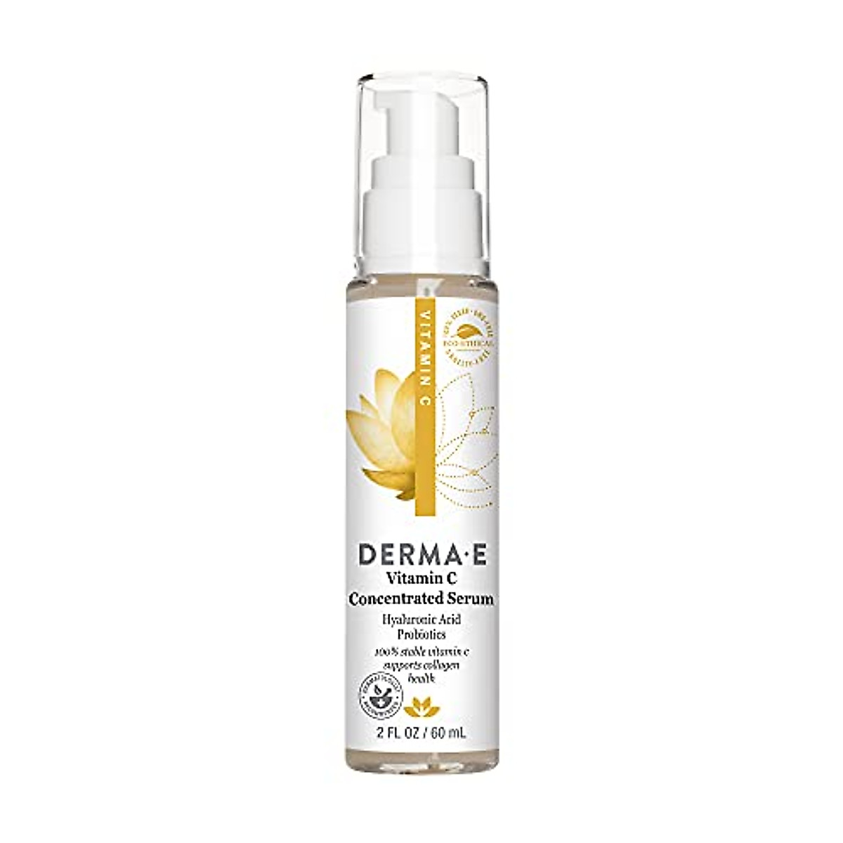 DERMA E Vitamin C Concentrated Serum with Hyaluronic Acid – All Natural, Antioxidant-Rich Concentrated Facial Serum – Firming and Brightening Skin Serum, 2oz