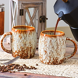 Large Ceramic Coffee Cup Office & Home Use Large Handle 15.5 OZ Microwave And Dishwasher Safe Cappuccino,Latte,Coffee,Cocoa And Tea,Unique Gifts For Family And Friends,2 PCS (Winter White)