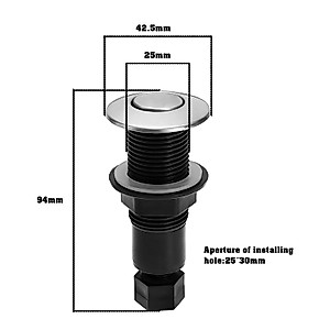 SG Store Air Switch 304 Stainless Steel Pneumatic Push Switch Air Switch Button Stainless Steel Push Button for Waste Disposal Machine Bathtubs Dishwashers