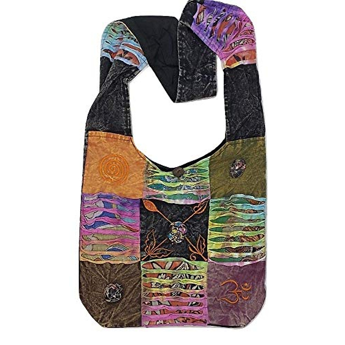 Bohemian Quilted Torn Look Razor Cut Hippie Crossbody Sling Purse Boho Handbag