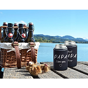 Yangmics Direct 16 oz Black Can Coolers Sleeves - Fun Unique Gift Idea For Him From Daughter, Son, Wife, Grandson, Granddaughter - 2PCS