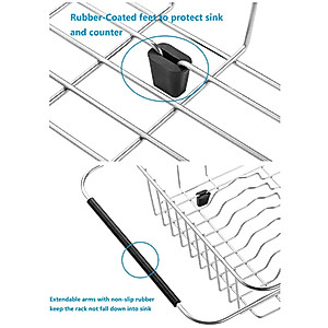 TESOT Adjustable Over Sink Dish Rack Stainless Steel Dish Drying Rack On Counter or in Sink, Rustproof