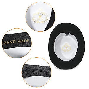 GEMVIE Men's Wool Felt Stage Magic Adults Costume Tall Top Hat 6.7" High Black XL 60-62cm