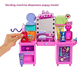 Barbie Extra Doll & Vanity Playset with Exclusive Doll, Pet Puppy, 45+ Pieces Including Clothes & Accessories, Toy Gift for Kids 3Y+, GYJ70