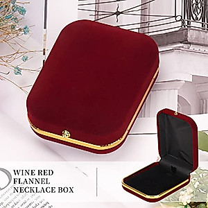 Bi Fang Velvet Necklace Pendant Jewelry Gift Boxes Earring box for Thanksgiving,Birthday, Wedding Christmas Jewelry Showcase Displays,(Wine Red)