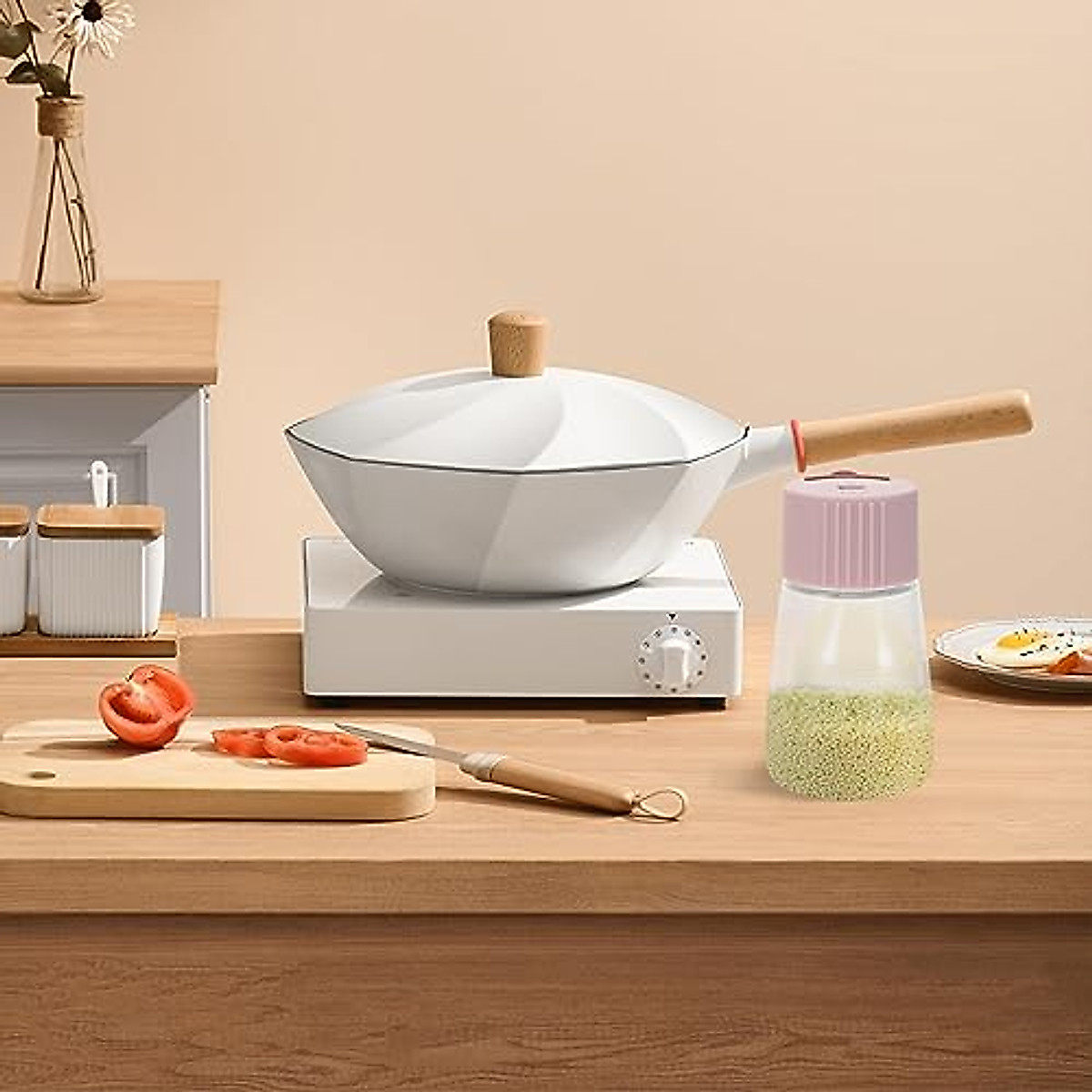 Terrarium Glass Spices Jars 4pcs Barbecue Salt Pepper Sugar Shaker Container Seasoning Shakers Bottles Refillable Bottle Dispenser for Camping Travel Home Glass Containers