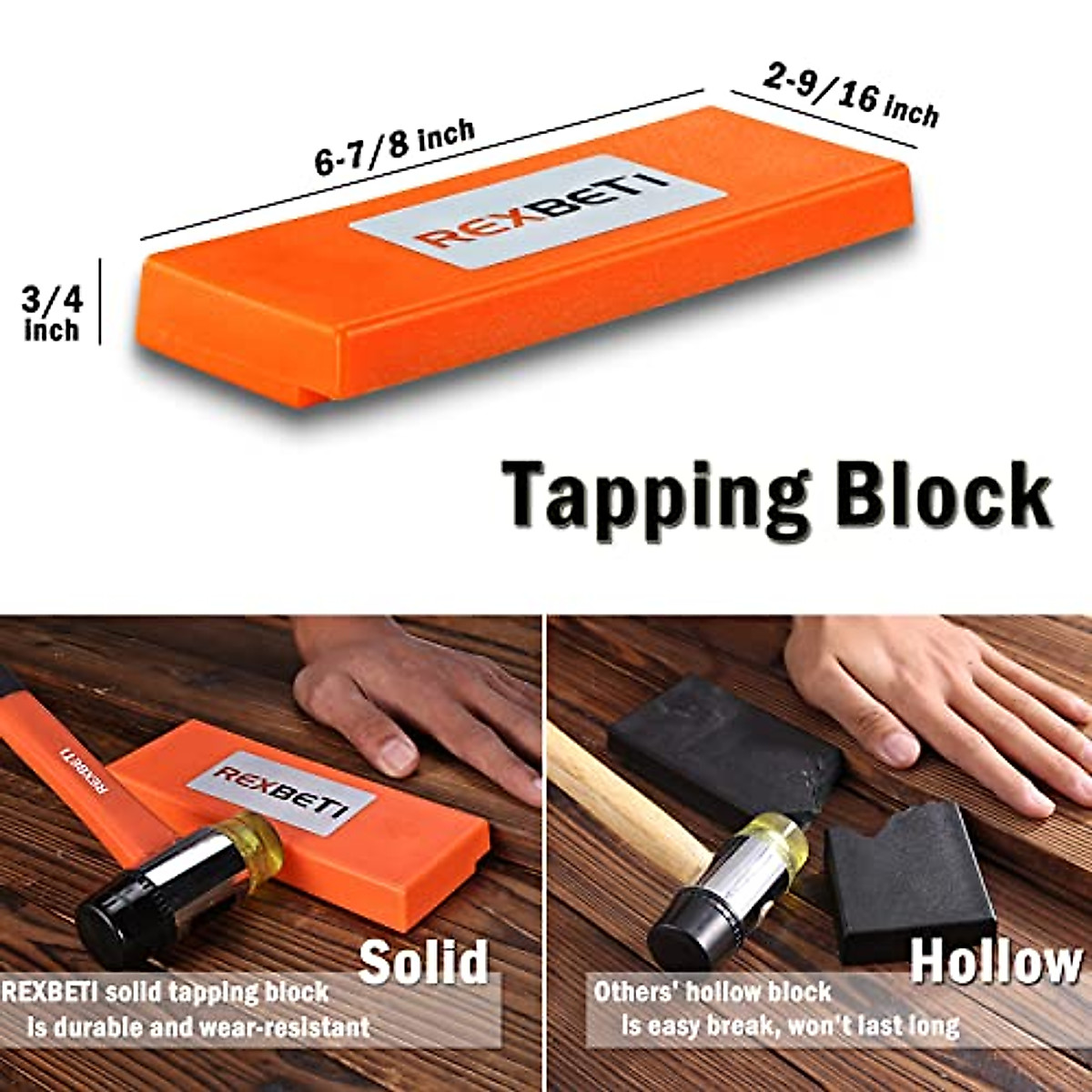 REXBETI 43-Piece Laminate Wood Flooring Installation Kit with 40 Spacers, Tapping Block, Heavy Duty Pull Bar and Diameter 1 3/8" High-Strength Fiberglass Handle Mallet, Non Slip Soft Grip