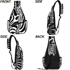 bisibuy Zebra Striped Sling Bag for Women Men Crossbody Sling Backpack Shoulder Bag Chest Bag Daypack for Travel Hiking Outdoor