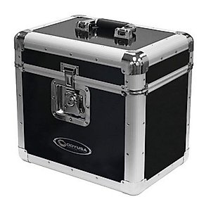 Odyssey KROM Series Record Utility Case for 70 Individual 12" Vinyl Records and LPs with Foam-Lined Interior, Secure Lock, and Handle, Black