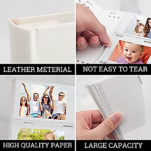 Photo Album for Fujifilm Instax Mini Camera, 180 Pockets Instax Mini Album with Memo Areas, 2X3 Photo Album for Polaroid 2x3 ZINK Film Camera, Fujifilm Instax Mini 1112 9 8 40 Evo Instant Camera, White