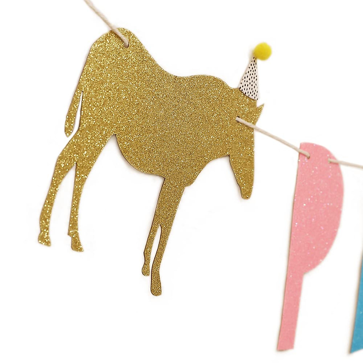 WAOUH Party Animal Birthday Banner for Baby - Zoo Party Decor,Circus Party Decor for Baby Showers,Glittering Photo Props,Jungle Safari Animal Party Supplies