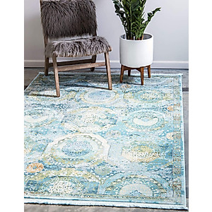 Unique Loom Baracoa Collection Area Rug - Coppelia (4' 3" x 6' 1" Rectangle, Light Blue/ Blue)