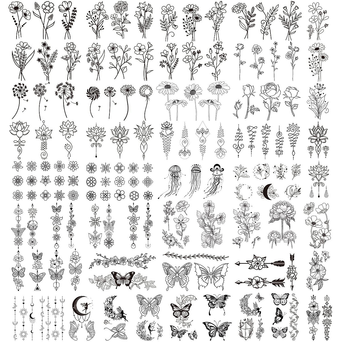Cerlaza 100 Sheets Temporary Tattoos for Women Girls, 420 Mixed Styles Fake Tattoo Stickers that Look Real and Last Long, Realistic Henna Tattoo for Body Art Sticker