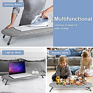 Johgee Foldable Tabletop Ironing Board with Iron Rest, Small Ironing Board with 2 Cotton Covers, Portable Mini Ironing Board with Non-Slip Folding Feet for Home, Laundry Rooms, Travel Use and Dorms