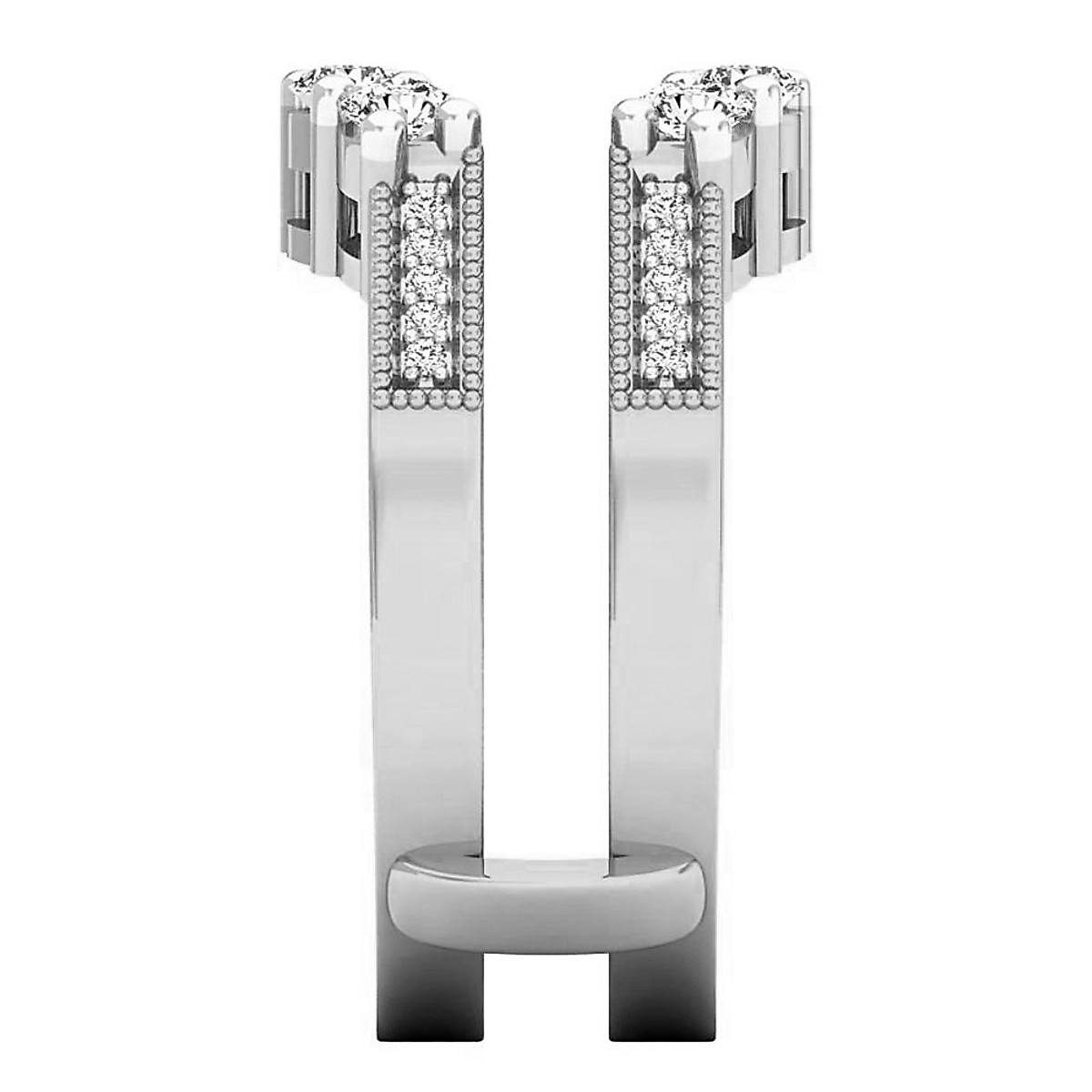 Dazzlingrock Collection 0.85 Carat (Ctw) 10K Round White Diamond Ladies Wedding Double Ring, White Gold, Size 6