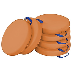 ECR4Kids SoftZone Floor Cushions with Handles, 2" Deluxe Foam, Round, Orange, (6-Pack)
