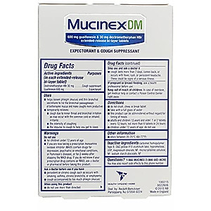Mucinex DM 12-Hour Expectorant and Cough Suppressant Tablets, 20 Count (Pack of 6)