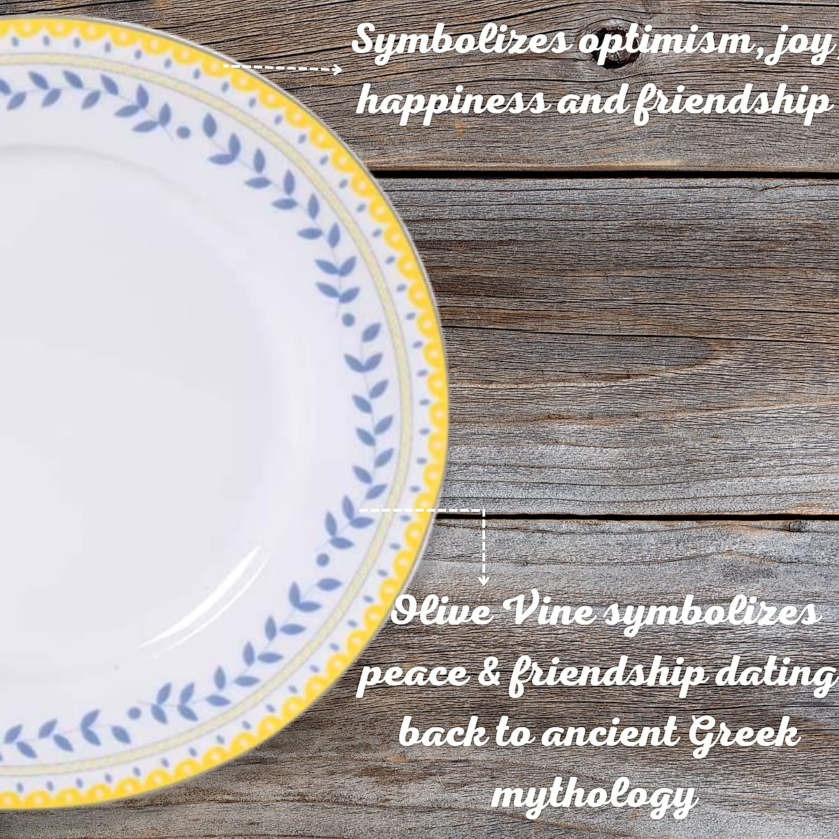 Braque Ceramic Lunch Salad Plates Set of 6, 8 inch Dish Set-Dessert, Appetizer, Pasta, Small Dinner Serving Plate-Microwave, Oven & Dishwasher Safe, Scratch Resistant-Kitchen Porcelain Dish-Olive Vine