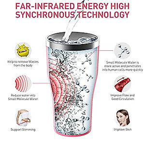 EngyUp 30 oz Insulated Tumbler with Lid and Straw, Healthier Small Molecule Water Insulated Cup, Reusable Stainless Steel Coffee Tumbler, Travel Coffee Mug, Dishwasher-safe Thermal Cup, Pink