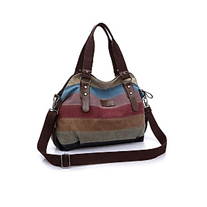 Canvas Shoulder Bags for Womens Multi-Color Purse Casual Messenger Bags Shopping Tote Handbags