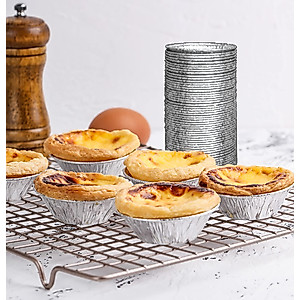 Yesland 500 Pack Aluminum Foil Egg Tart Molds, 2.8 Inch Disposable Pie Tins Pans and Tinfoil Cupcake Circular Baking Cup for Baking, Making Tarts, Quiche Pie, Caramel Pudding