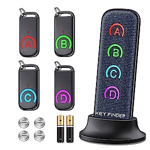 Key Finder Locator: EIRIX New Fabric Wireless Slim RF Key Wallet Finder Item Locator with 80dB Loud Sound and 131ft Working Range, 1 Transmitter + 4 Receivers