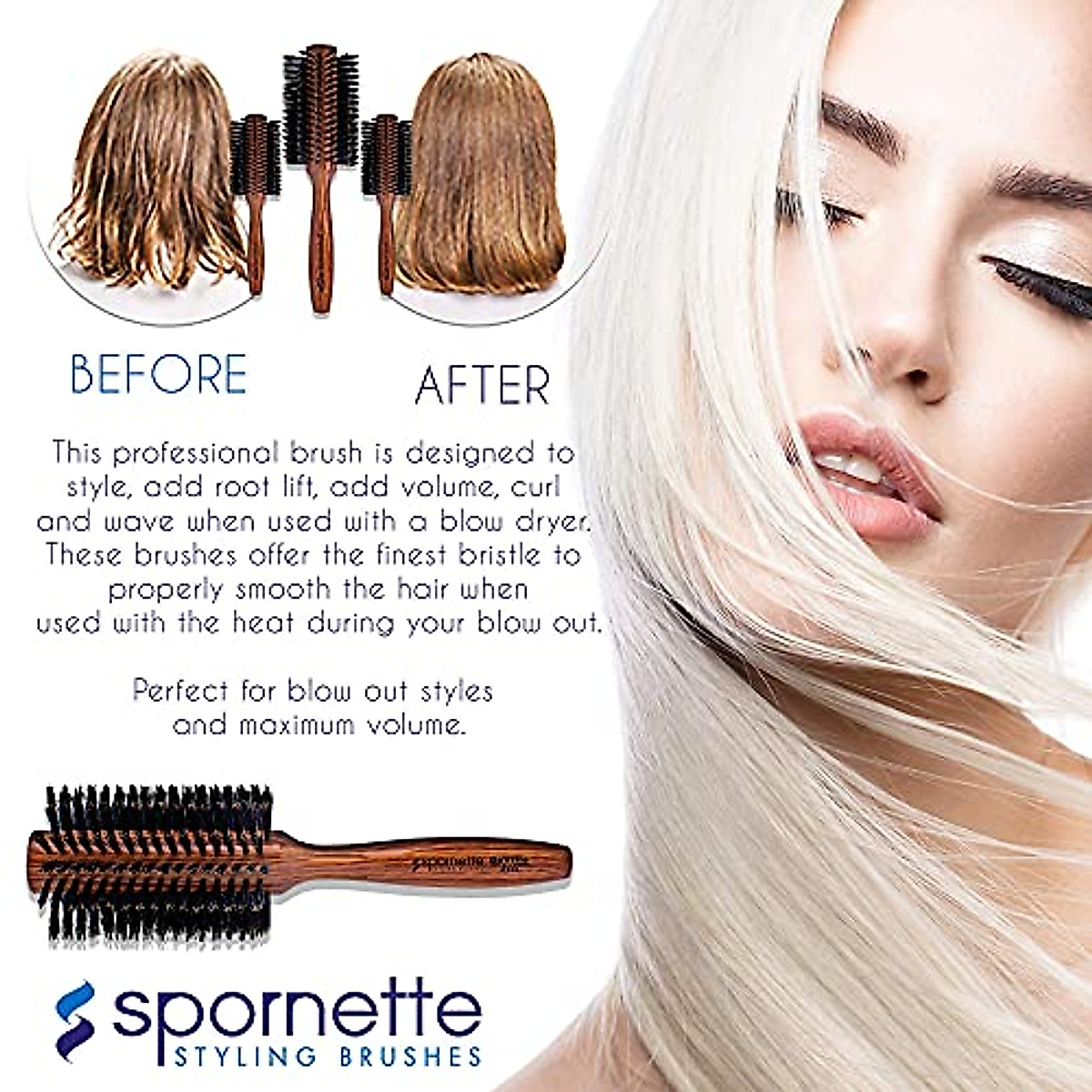 Spornette Classic German Porcupine Bundle with Deville 2.5 Inch Round Boar Bristle