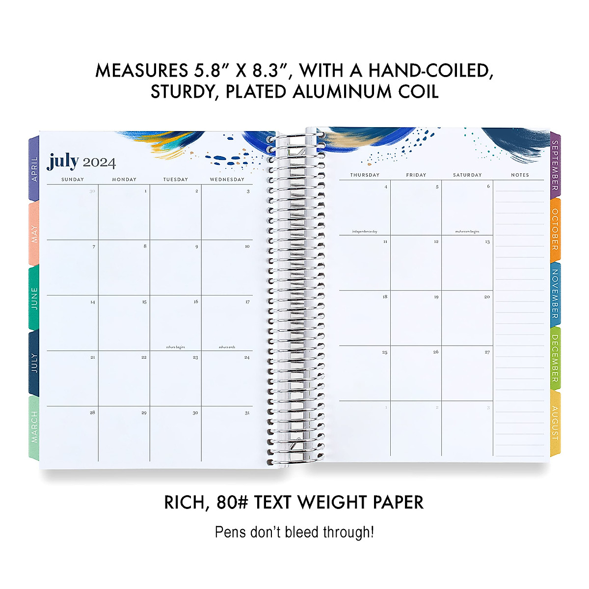 A5 Platinum Spiral Coiled Life Planner (July 2023 - June 2024) - 2023 Layers Colorful Classic Cover + Wildflowers Interior Pages. Horizontal Weekly & Monthly Agenda By Erin Condren