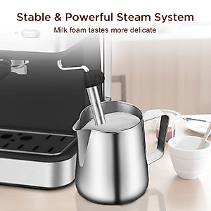 Geek Chef Espresso Machine Coffee Machine 20 Bar Pump Cappuccino latte Maker with ESE POD capsules filter&Milk Frother Steam Wand, 1.5L Water Tank, for Home Barista, Stainless steel 950W