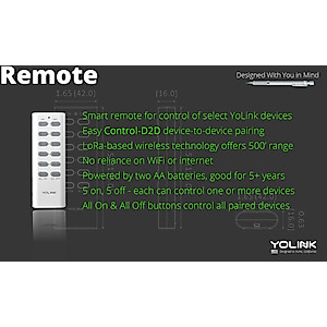 YoLink Remote, 500 Feet World's Longest Range Smart Remote Controller One Button Plugs Switches Outlets Grouping and Controlling, LoRa Enabled Smart Home Automation Device