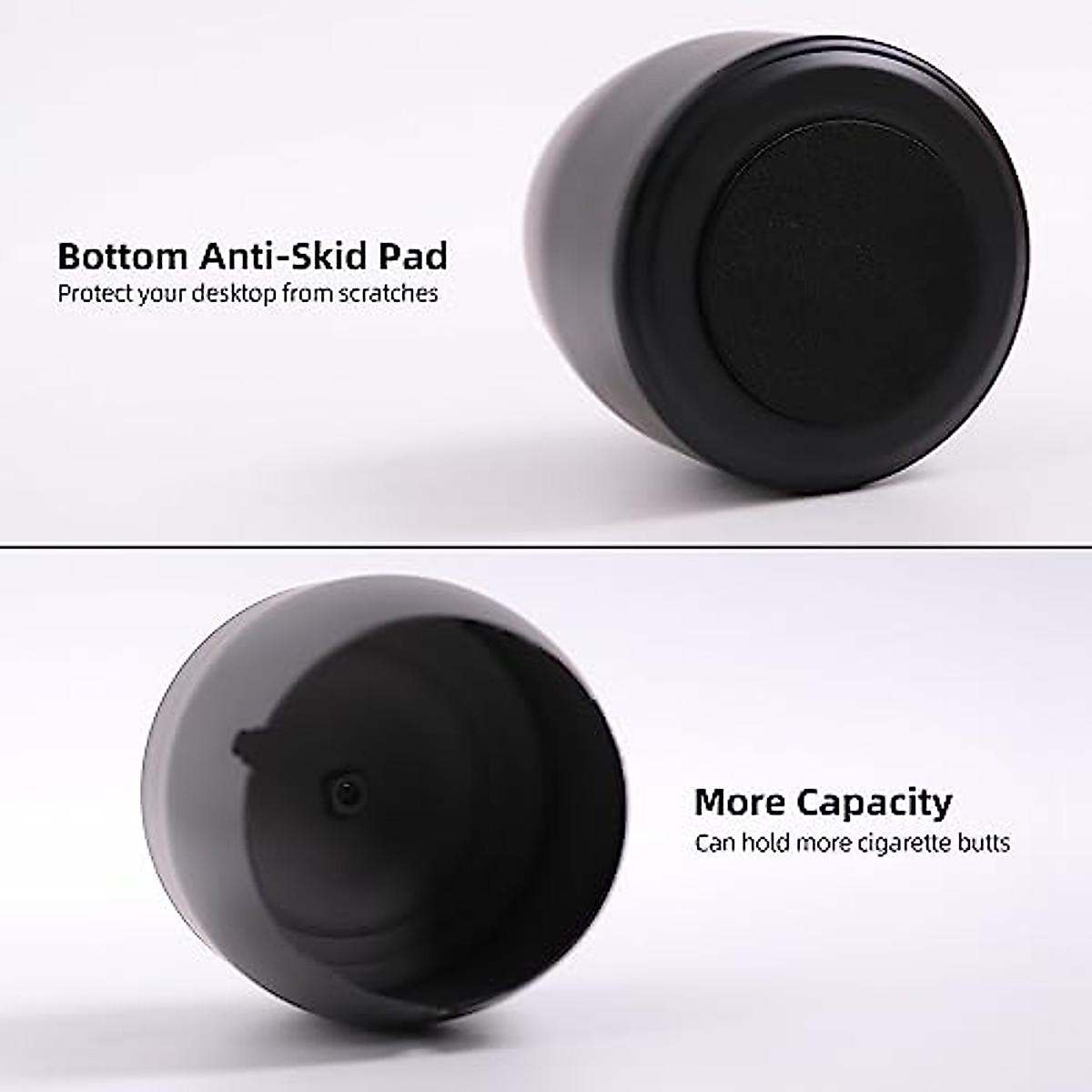 Ashtray with Lid for Cigarette, Stainless Steel Smokeless Odorless Windproof Ashtrays for Home Office Tabletop Outside Patio Outdoor Balcony(3.54"x3.0"x3.38")