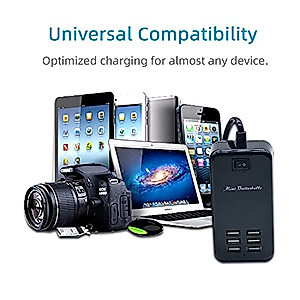 USB Charger Station, 6 Port Desktop Charging Station for Multiple Devices, Wall Power Strip with Switch