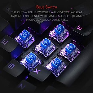 Redragon K580 VATA RGB LED Backlit Mechanical Gaming Keyboard with Macro Keys & Dedicated Media Controls, Onboard Macro Recording (Blue Switches)