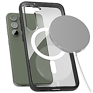 Encased Magnetic Case with Wireless Charger Included - for Samsung Galaxy S23 Plus - Compatible with MagSafe Accessories (Clear/Black)