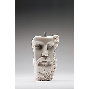 LAWA Greek Face Candle - Large Beautiful David Scented Soy Wax Pillar Candle Elegant Bubble Aesthetic Candle Housewarming Gift Home Room Shelf Decor Idea White