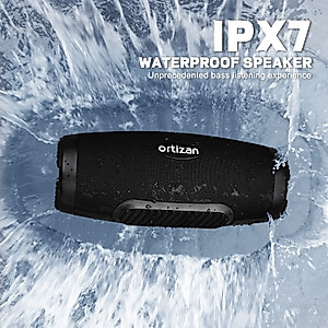 Ortizan 80W Bluetooth Speaker - Powerful Sound and Deep Bass, Portable Wireless, IPX7 Waterproof, 12H Playtime, Power Bank, EQ, USB, LED Lights - Outdoor Loud Subwoofer Boombox for Party, Camping
