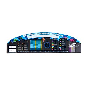 Really Good Stuff 24PK Superhero Self-Adhesive Deluxe Plastic Desktop Reference Nameplate 120 Grid, Letters, Place Value Chart, Number Line, Left/Right, Clock, Shapes, Coins, Double Ten-Frames