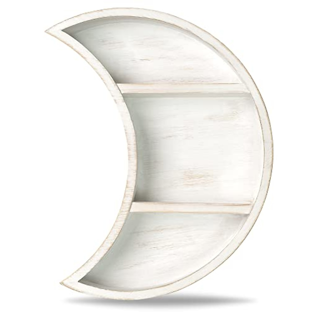 Moon Shelf for Crystals - Crystal Shelf Display and Crystal Holder - Crystal Display Shelf - White Crescent Moon Shaped Shelf - Boho Nursery Decor - Nursery Shelves for Bedroom, Kids Room, Baby Room