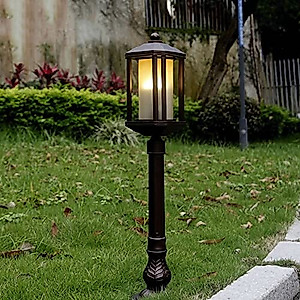 MODEBHD European Outdoor Glass Pillar E27 Lantern Lawn Lights Garden Lawn Lamps 0.8M Waterproof Landscape Lighting Post Light Park Floor Lamp Street Post Light Decoration Illumination, Brown