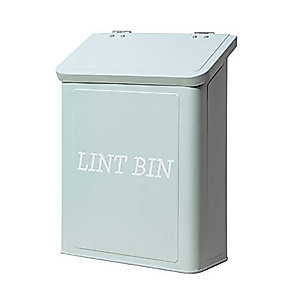 Farmhouse Metal Magnetic Lint Bin with Lid and Wall Mount for Space Saving and Lint Storage On Dryer, Washer and Laundry