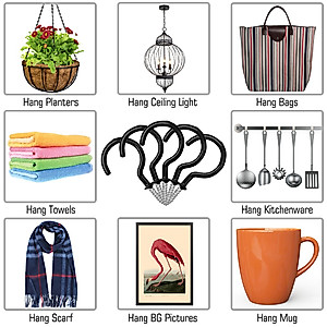 25 Pack Cup Hook Ceiling Hooks, 2.9 Inches, FineGood Vinyl Coated Screw-in Hanger for Indoor and Outdoor Use - Black