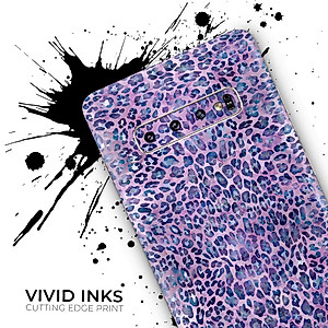 DesignSkinz Purple Watercolor Leopard Pattern Protective Vinyl Decal Wrap Skin Cover Compatible with The Samsung Galaxy S20 (Screen Trim & Back Glass Skin)
