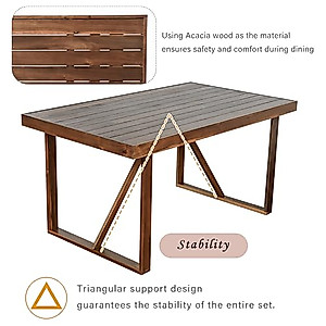 YOPTO Acacia Wood Outdoor Table and Chair Set,Outdoor Dining Sets with 4 Chairs and Bench, 6 Piece Patio Furniture Suitable for Patio,Balcony, Backyard,Natural