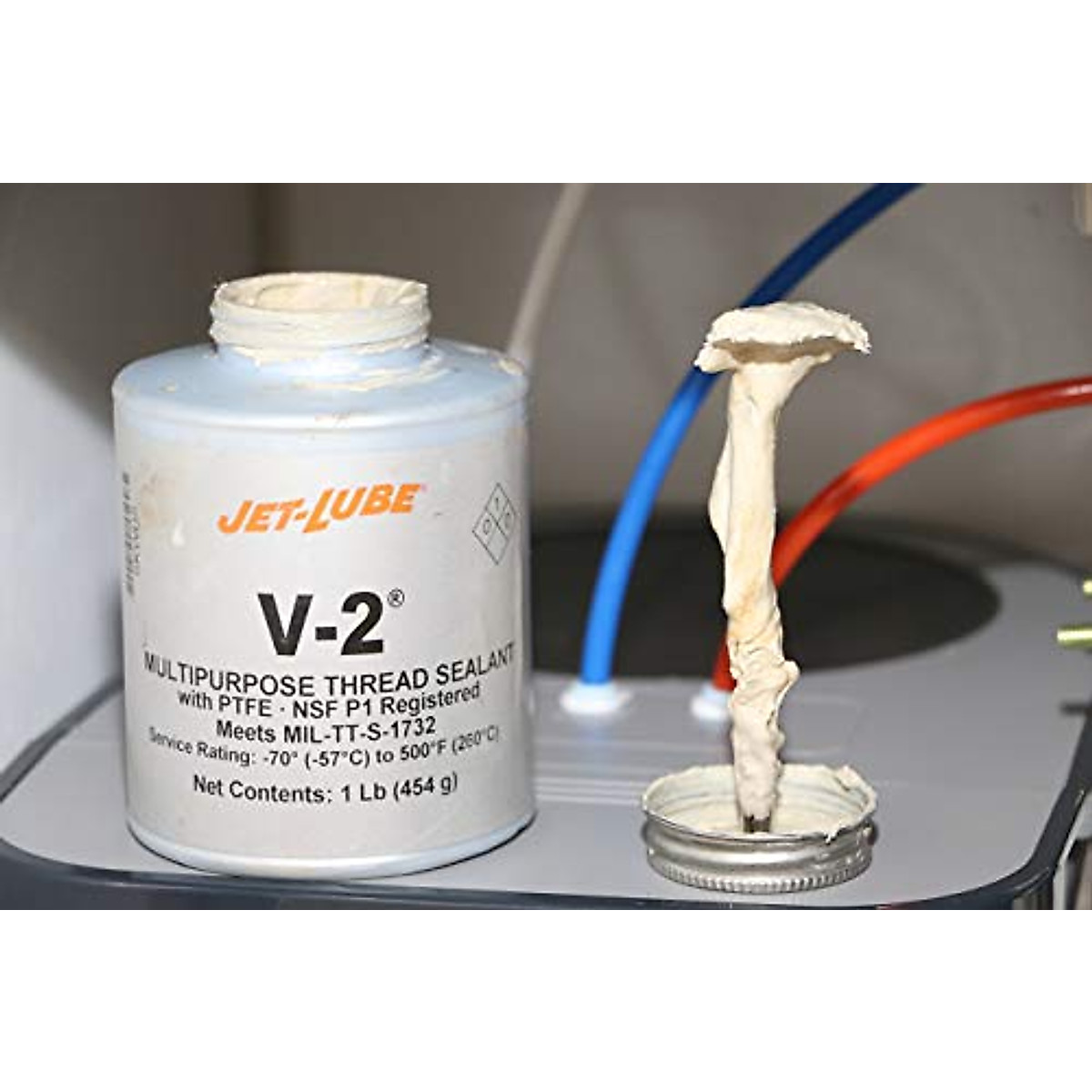 Jet-Lube V-2 - Multipurpose | Thread Sealant | Contaisn PTFE | Military Grade | Food Grade | Automotive Applications | Eco-Certified | Water-Resistant | 1/2 Lb.